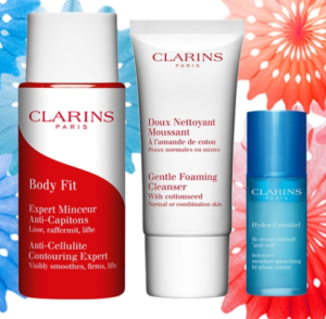 Clarins: Free 3 pcs w/$50 purchase + 3 pcs w/$75 purchase + 5 pcs w ...