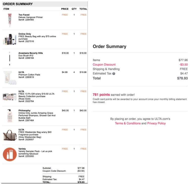 My today’s Ulta order | Gift With Purchase