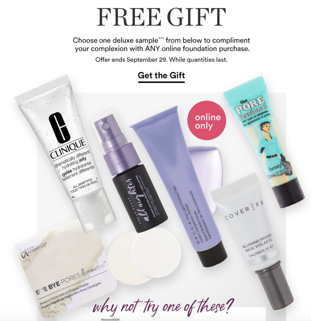 Ulta: Choose 1 deluxe sample with any foundation purchase | Gift With ...